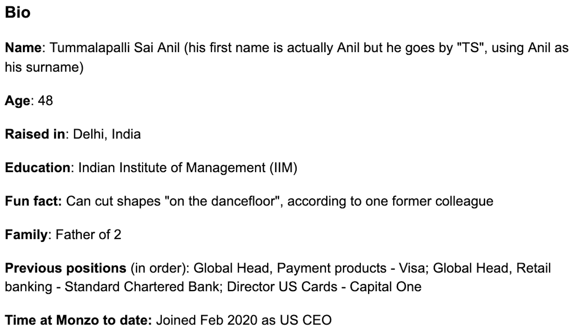 The incoming chief executive of Monzo, TS Anil, likes to dance | Sifted